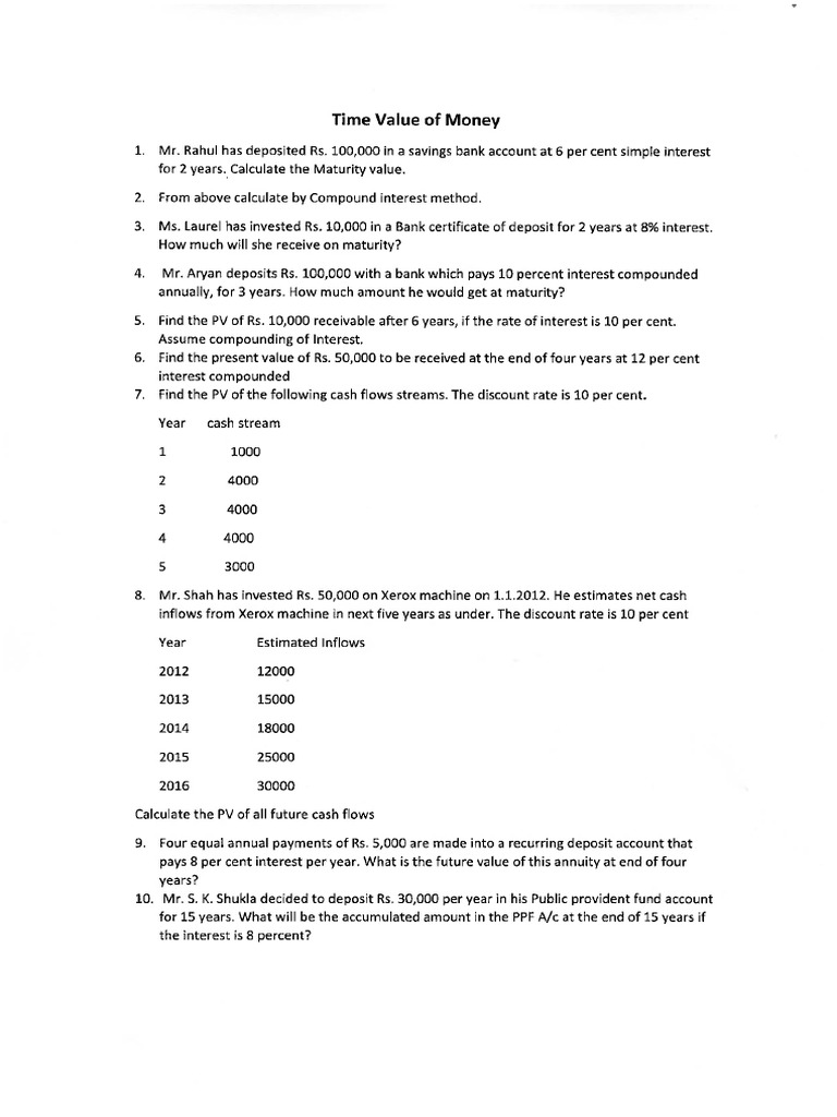 TVM Classwork & Assignment Merged | PDF