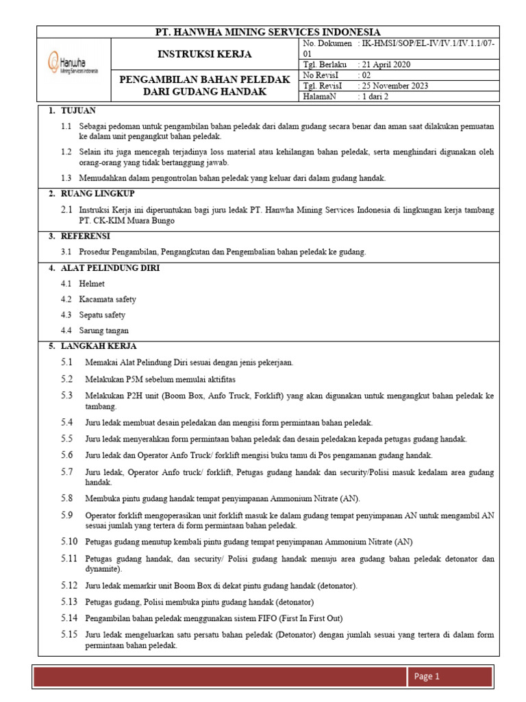 IK Pengambilan Handak Di Dalam Gudang 7.1 - R | PDF