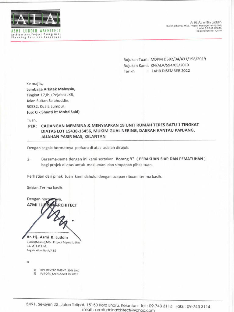 Borang F & G Kepada Lam | PDF