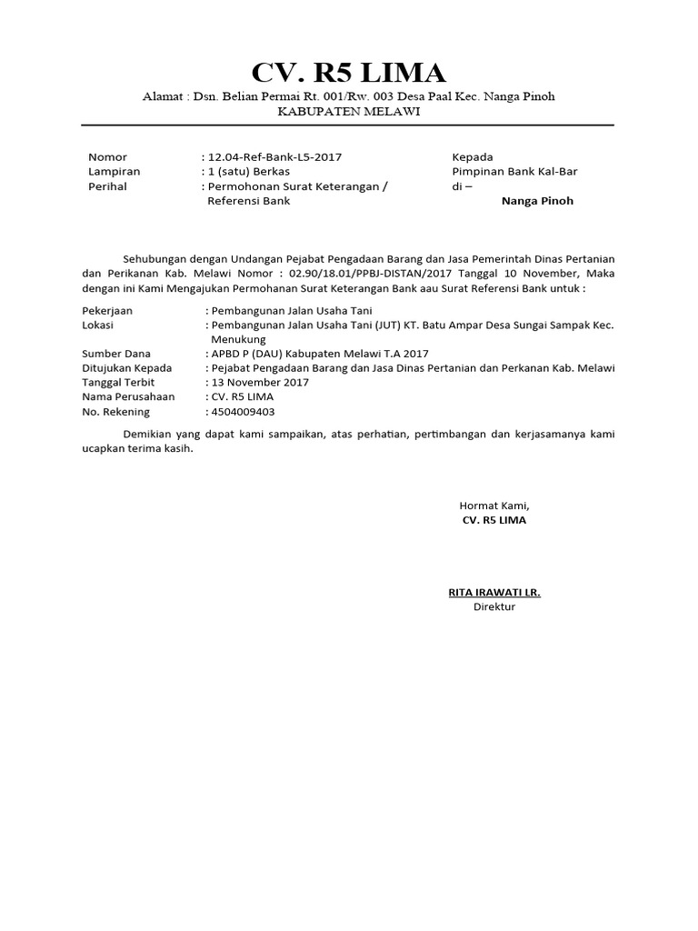 SURAT REFERENSI BANK | PDF
