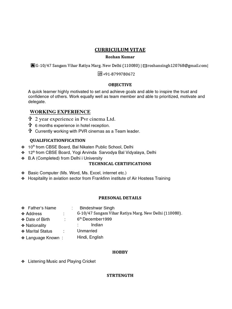Roshan Singh CV | PDF