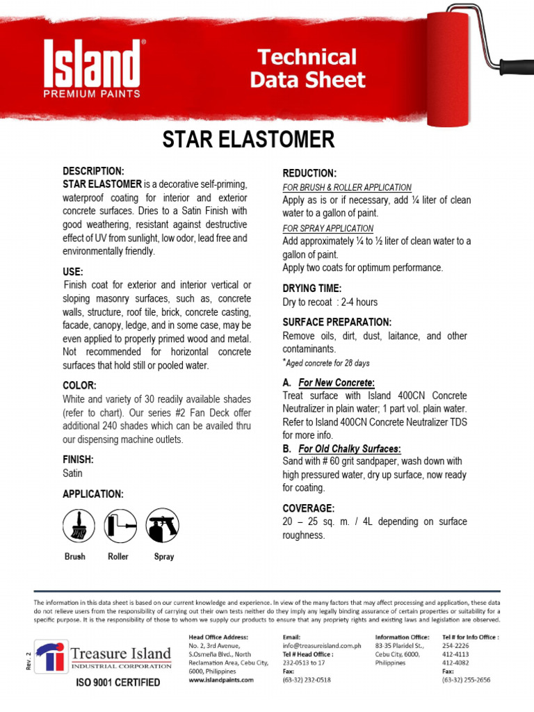 STAR-ELASTOMER TDS Rev2 | PDF | Concrete | Paint