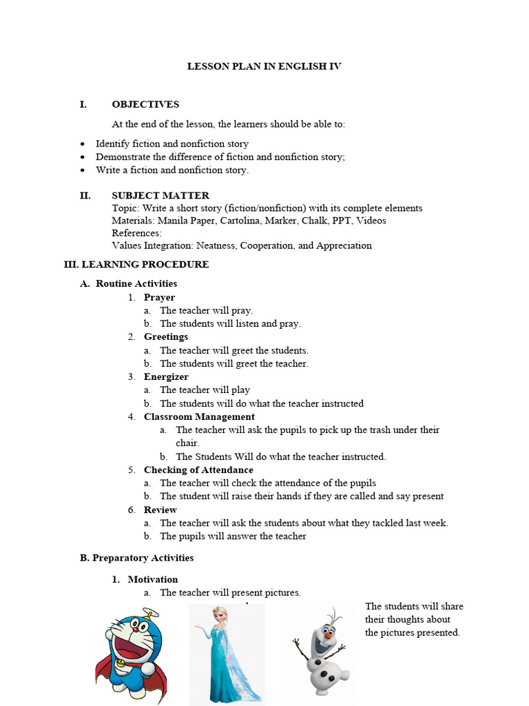 Fiction and Nonfiction | PDF | Teachers | Lesson Plan