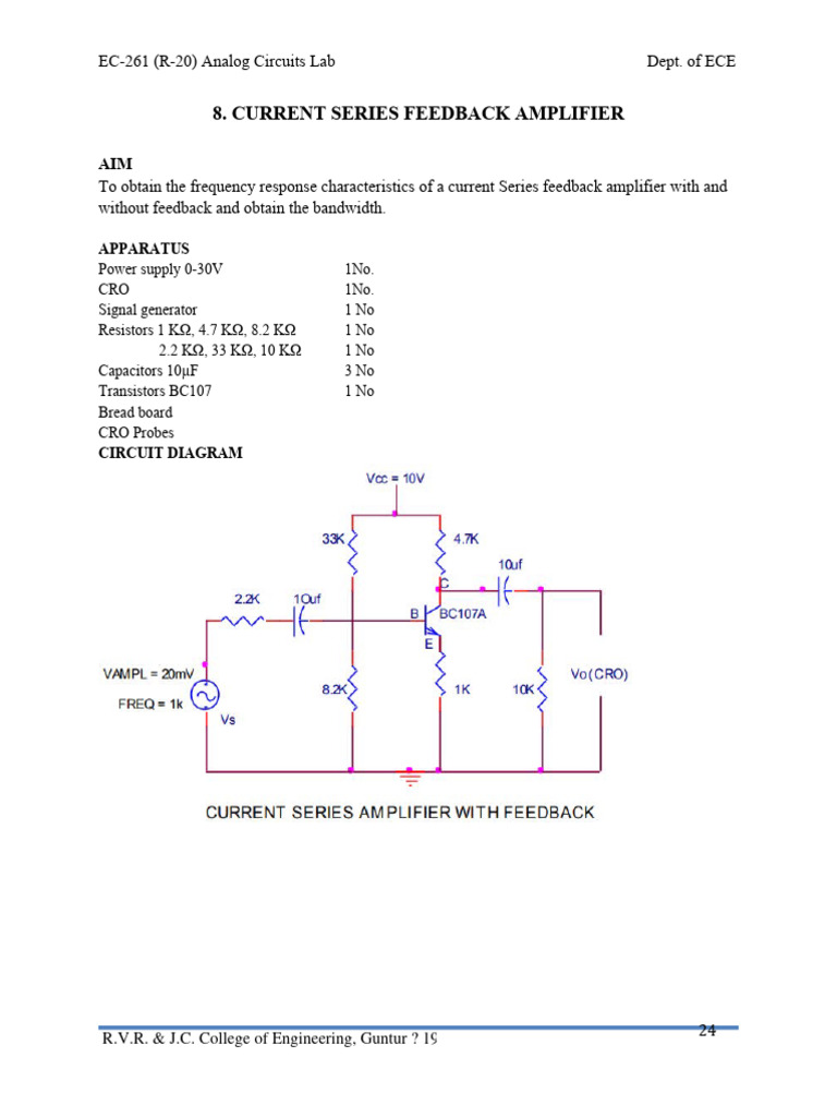 Current Series Feedback Amplifier | PDF | Amplifier | Electrical Impedance