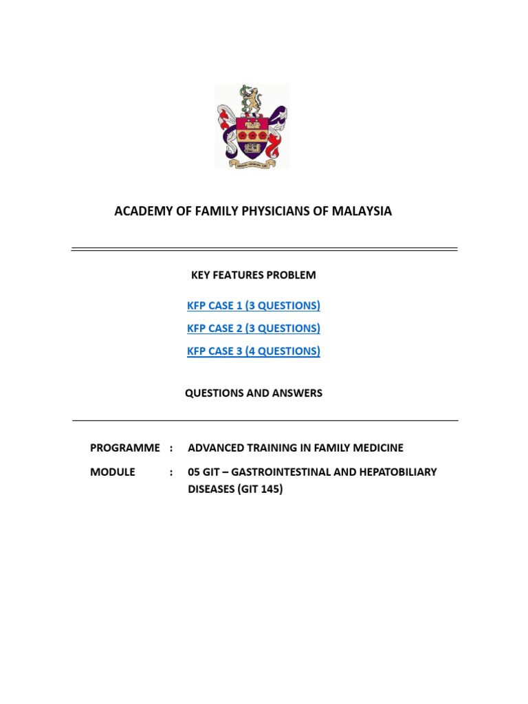 M05 KFP CASE Question and Answer | PDF | Gastroesophageal Reflux Disease | Hepatitis