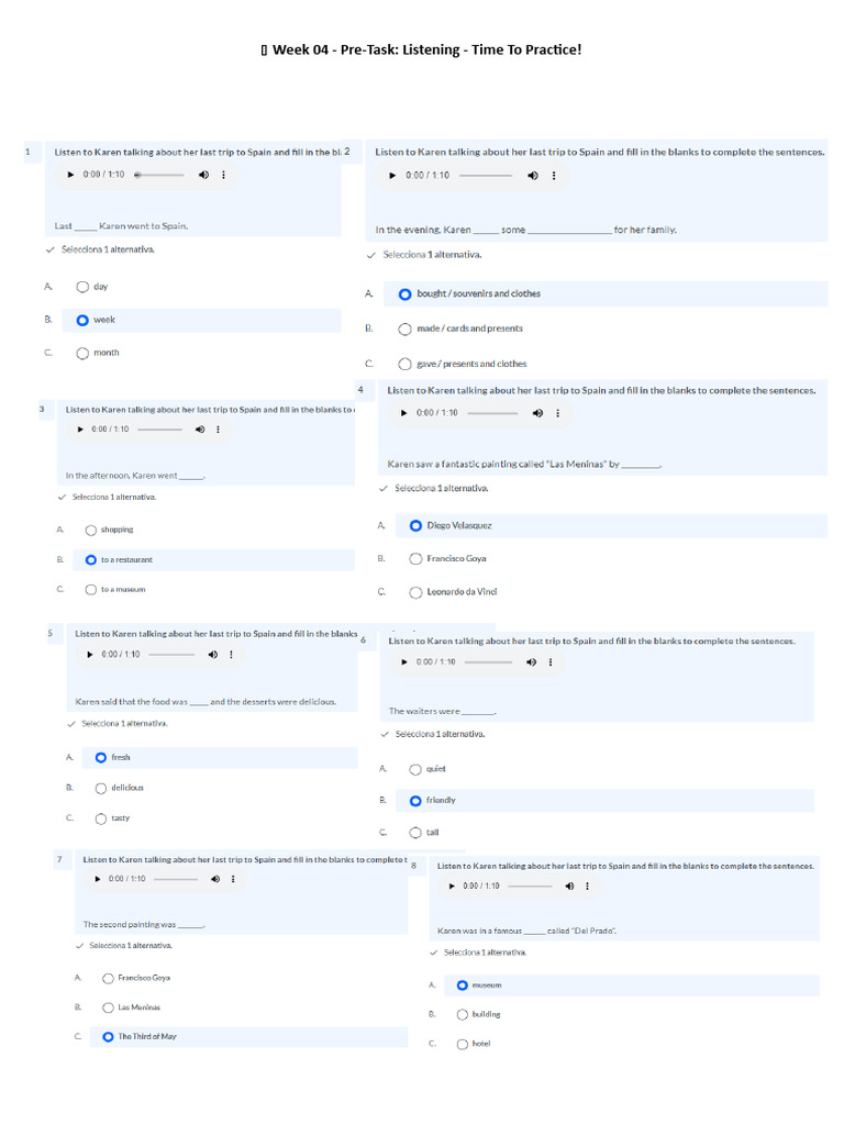 Week 04 - Pre-Task Listening - Time To Practice! | PDF