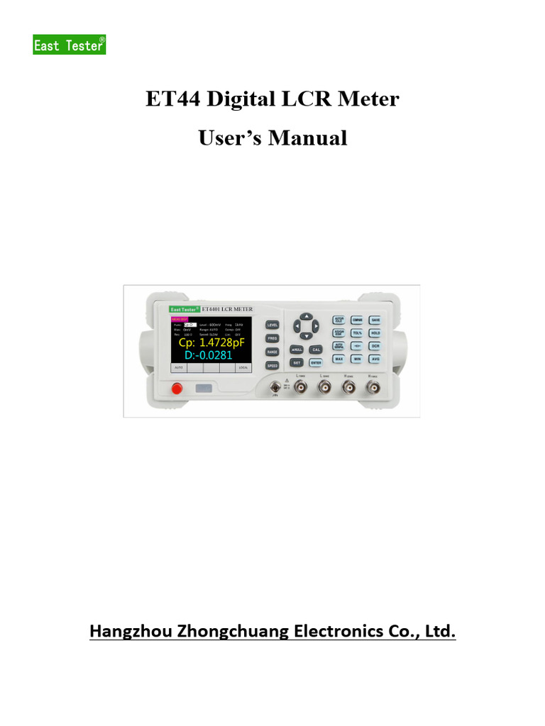 ET44 Benchtop LCR METER for Component Measurement User Manual | PDF ...