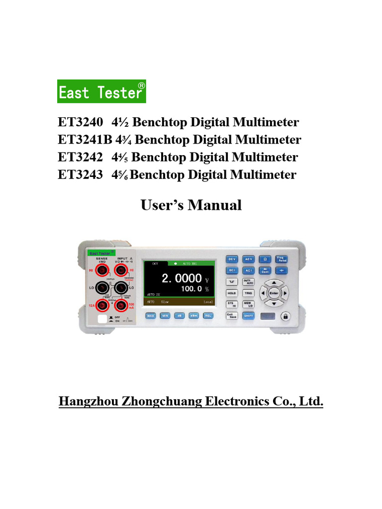 ET32413 Series Benchtop Digital Multimeter User Manual V0 | PDF | Mains ...