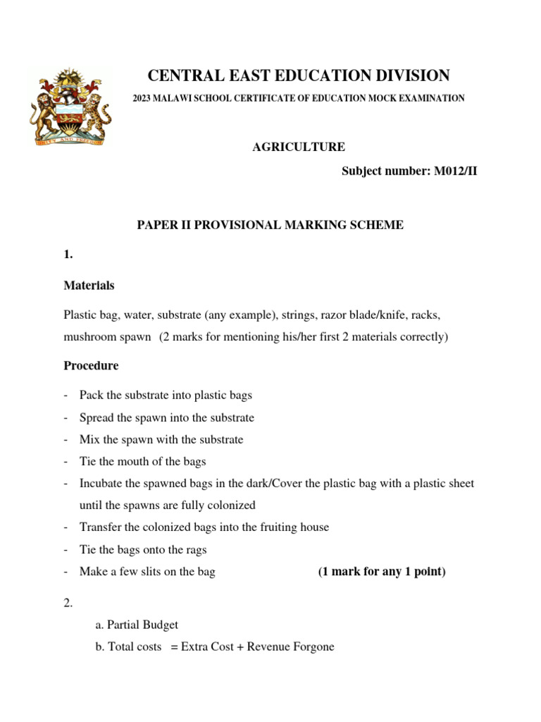 2023 Agriculture II Marking Key | PDF | Soil | Economies