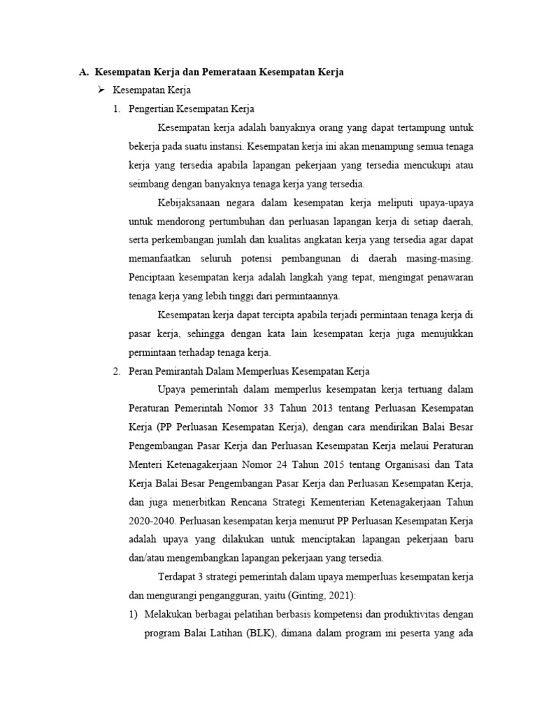 Strategi Perluasan Kesempatan Kerja | PDF