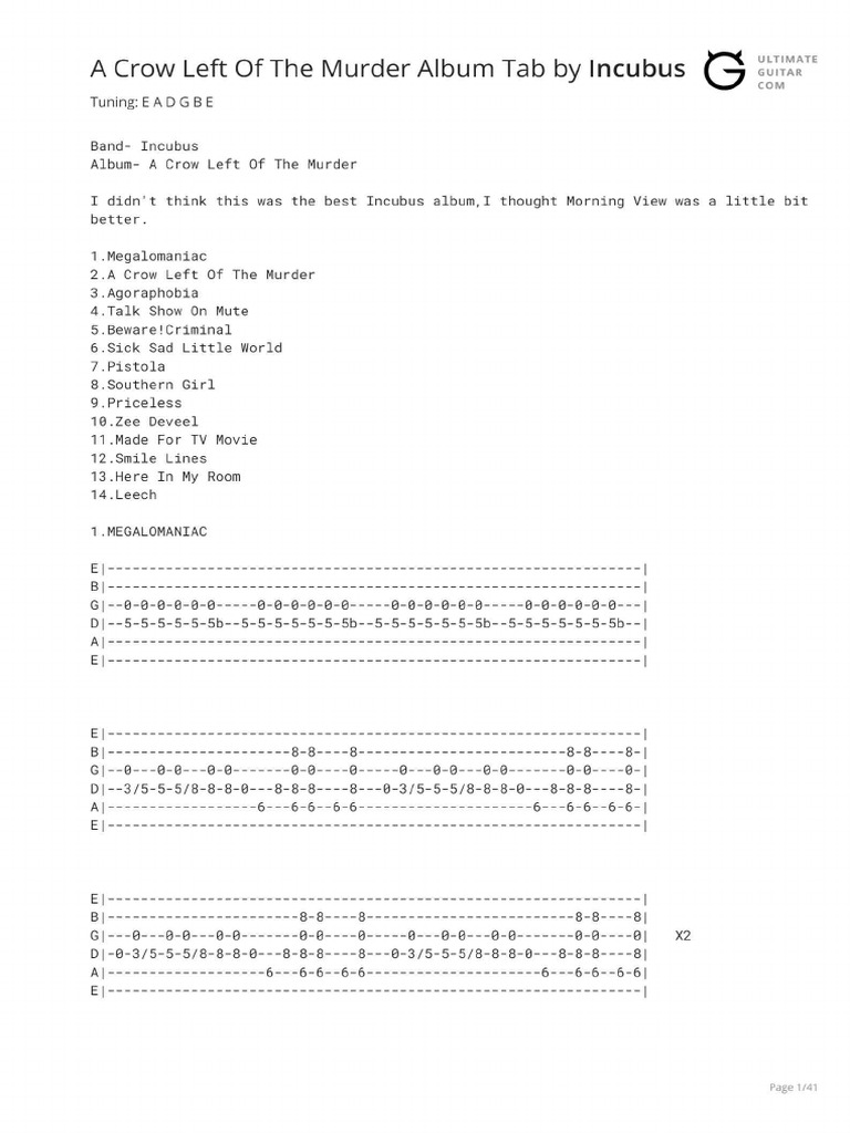 a crow left of the murder album tab | PDF