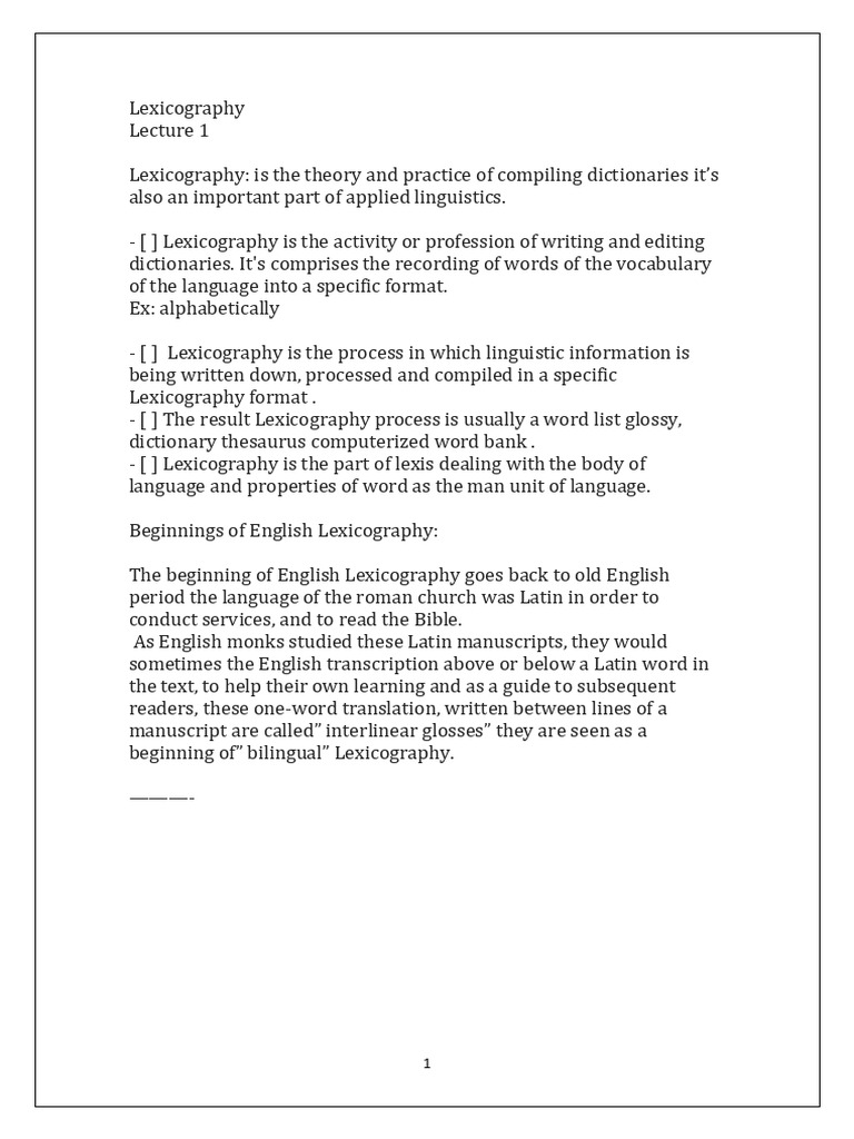 Lexicography All The Lectures | PDF | Lexicography | Dictionary
