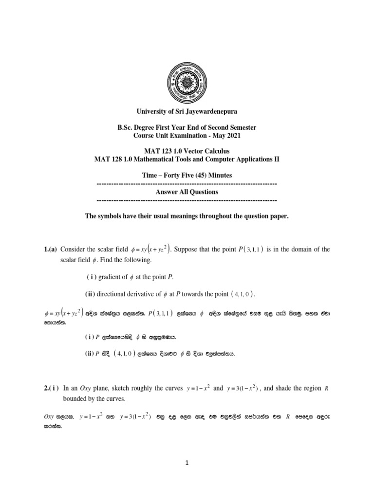 MAT 123 1 | PDF | Gradient | Calculus