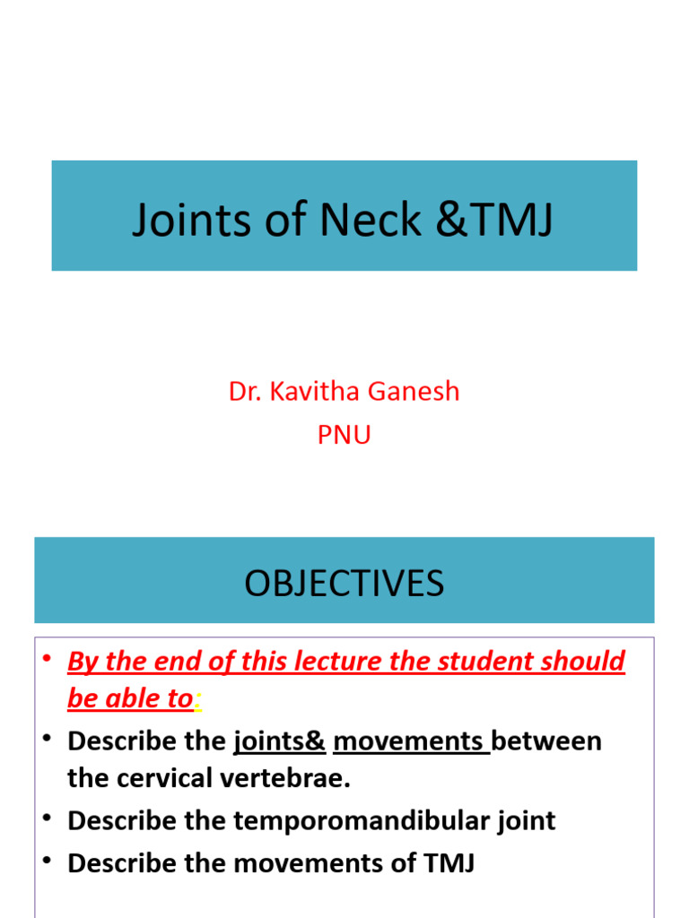 JOINTS of Neck and TMJ Bds | PDF | Vertebra | Musculoskeletal System