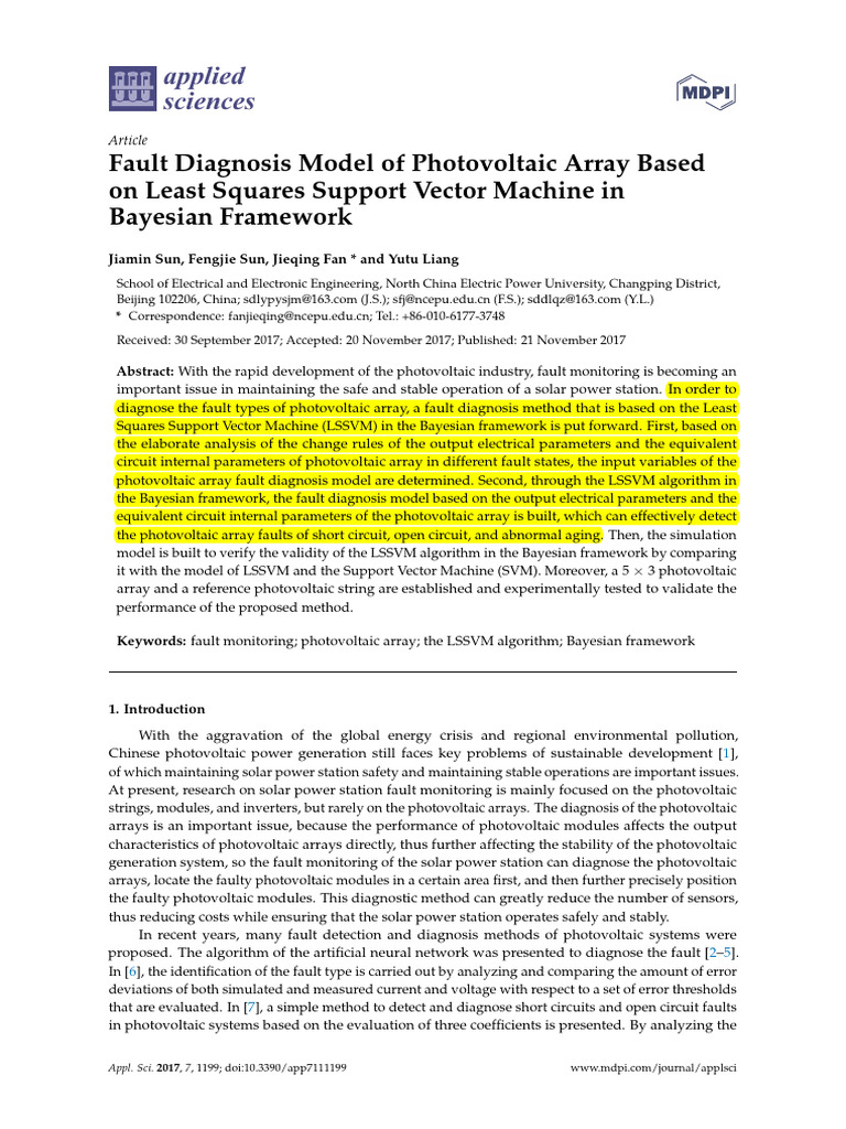 Fault Diagnosis Model of Photovoltaic Array - OKK | Download Free PDF | Photovoltaic System ...