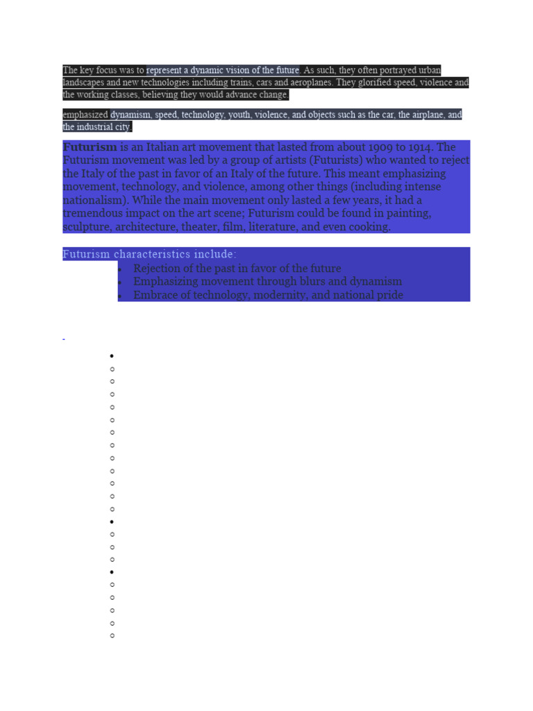 Futurism(Additional Facts) | PDF | The Arts | Movements