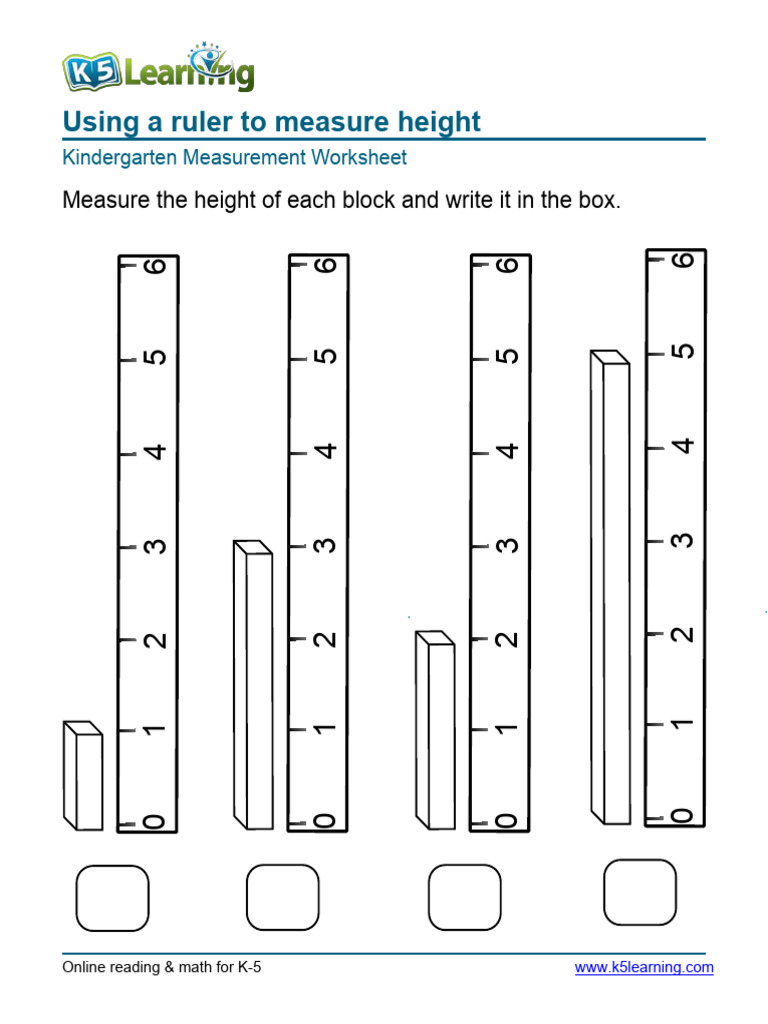 Kindergarten Measurement Worksheets Ruler 4 | PDF