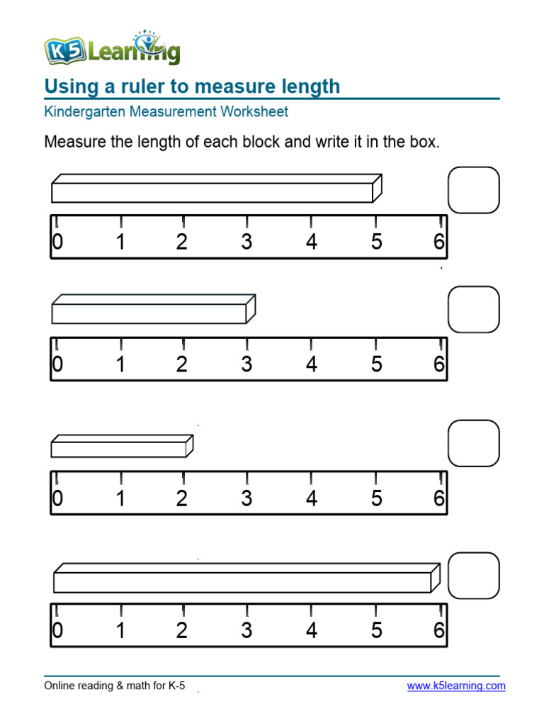 Kindergarten Measurement Worksheets Ruler 2 | PDF