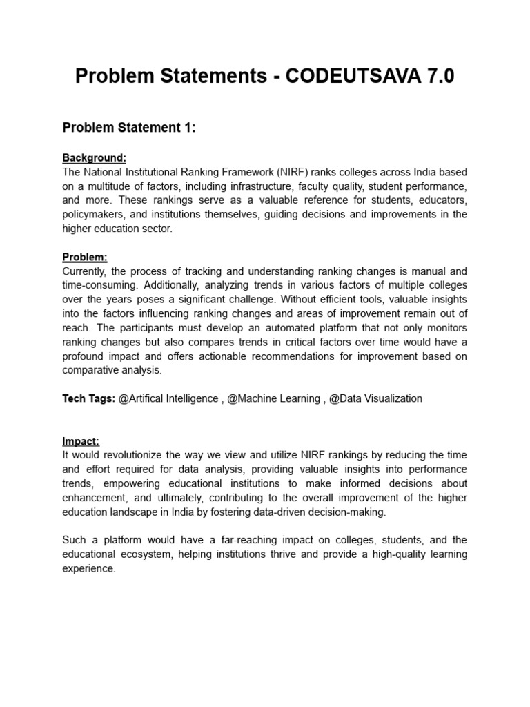 Problem Statements.8029e21366316a3f0b0d | PDF | Internet Of Things | Augmented Reality