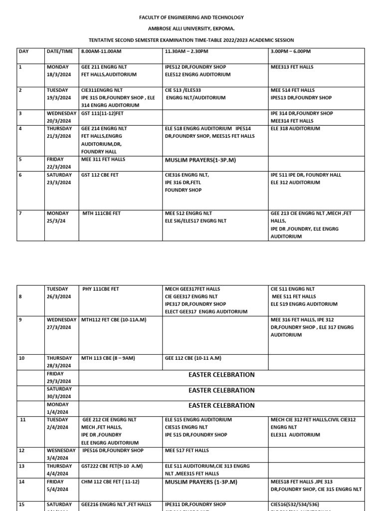 Updated Second Semester Exam Timetable - 2022 2023-3 | Download Free PDF | Mobile Computers ...