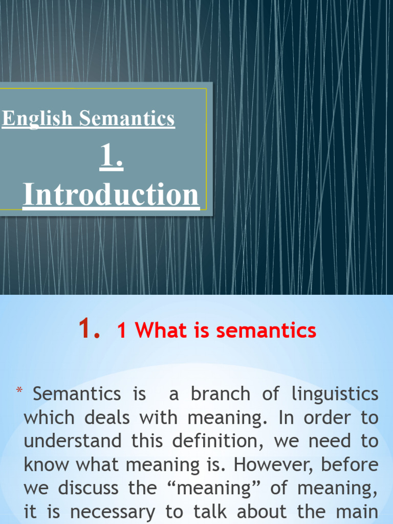 English Semantics by Associate Professor To Minh Thanh | PDF ...