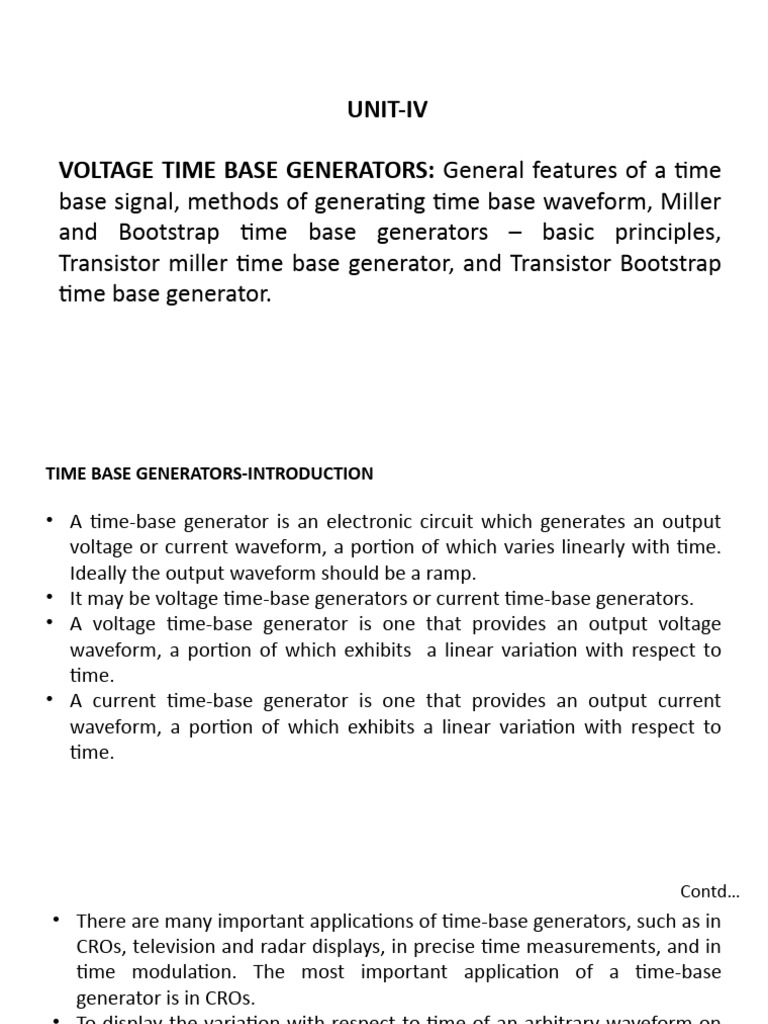 Time Base Generators: Miller & Bootstrap | PDF | Capacitor | Electrical ...