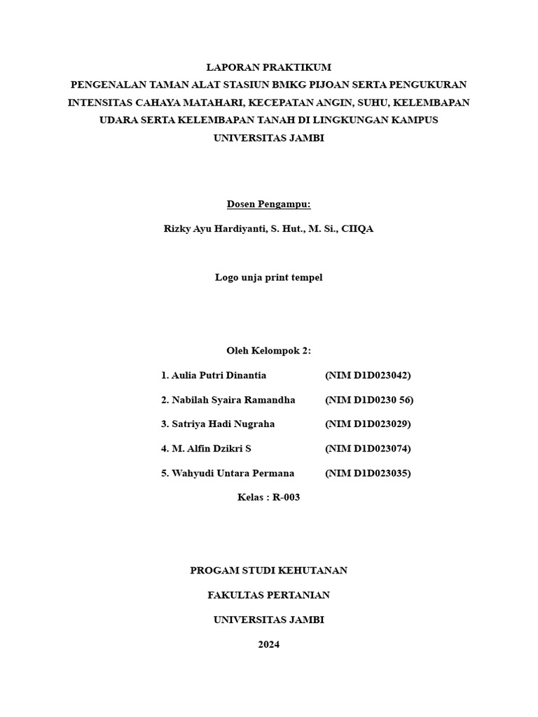 Laprak Pengenalan Alat Klimatologi | PDF | Sains & Matematika