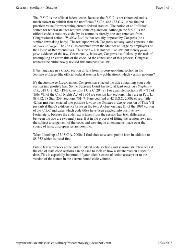 Understanding the U.S. Code and Statutes | PDF | United States Code ...