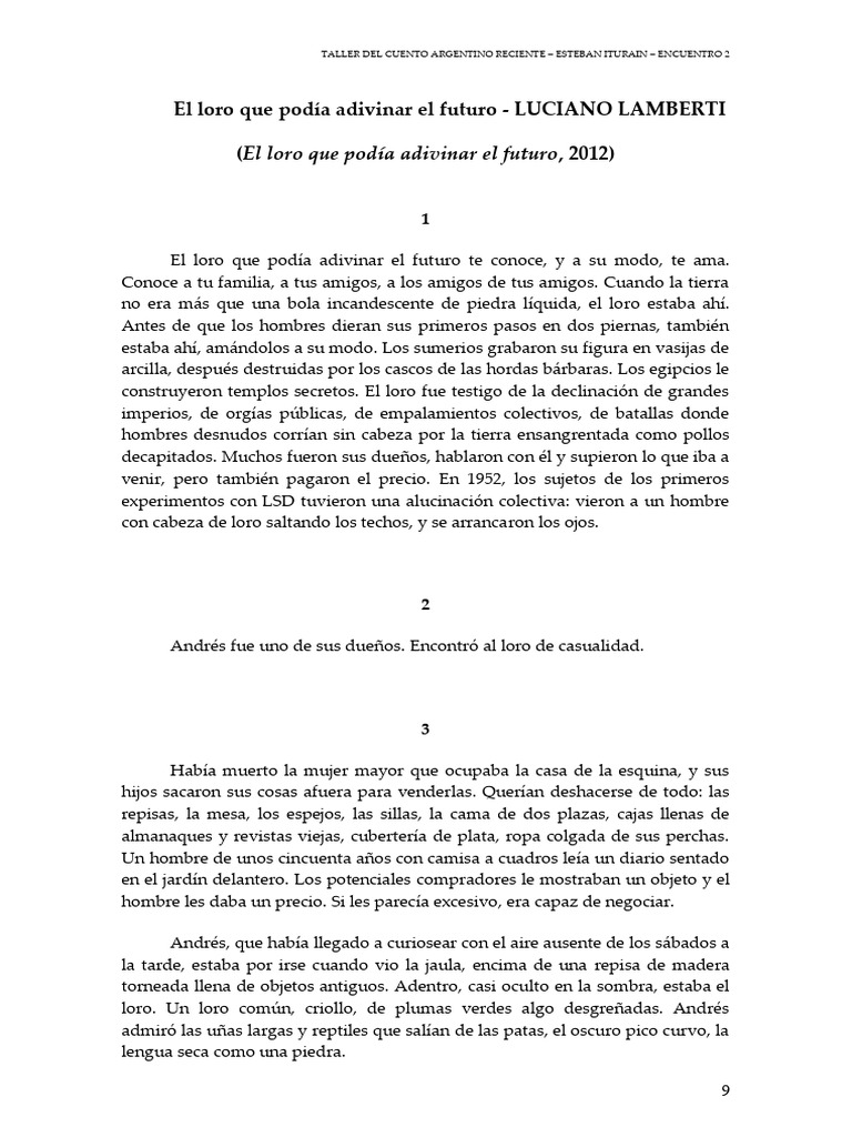 El Loro Que Podía Adivinar El Futuro - LUCIANO LAMBERTI | PDF