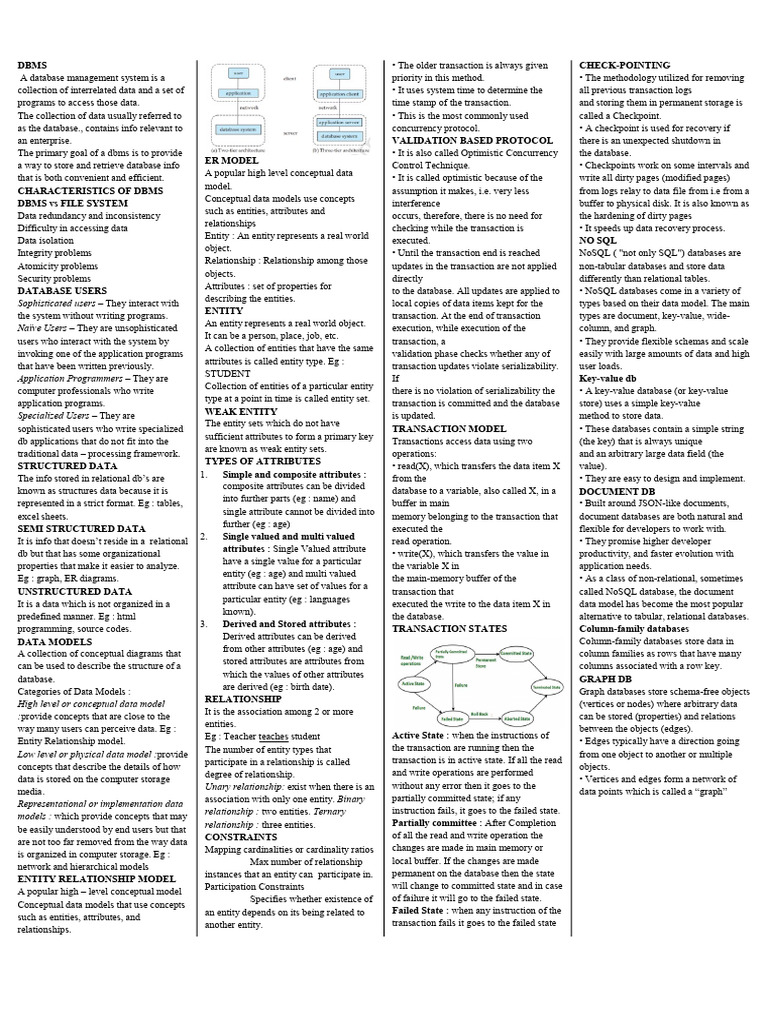 DBMS Capsule | PDF | Databases | Database Index