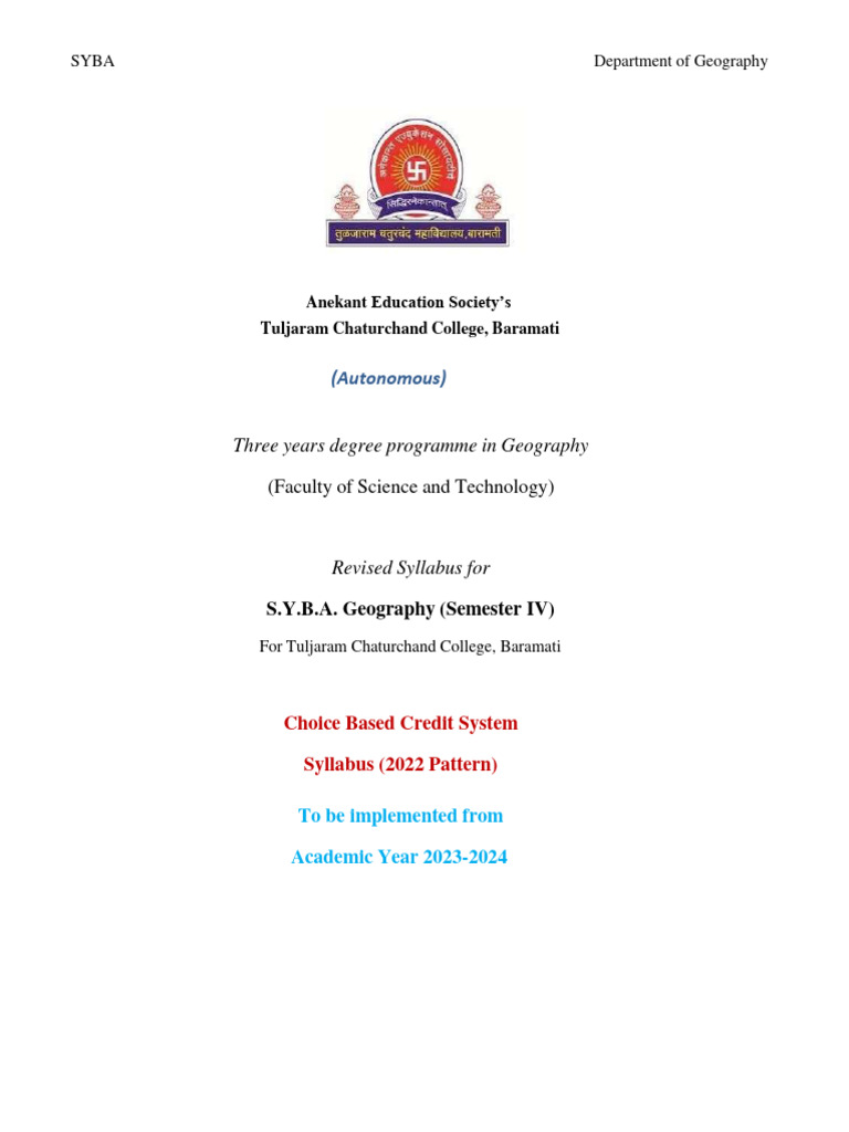 SYBA Geography Sem IV 2022 Pattern | PDF | Statistics | Geography