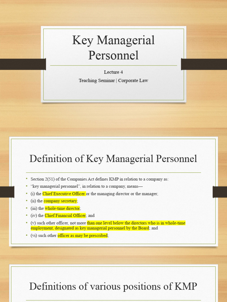 Lecture 4 - Key Managerial Personnel | PDF | Chief Financial Officer ...