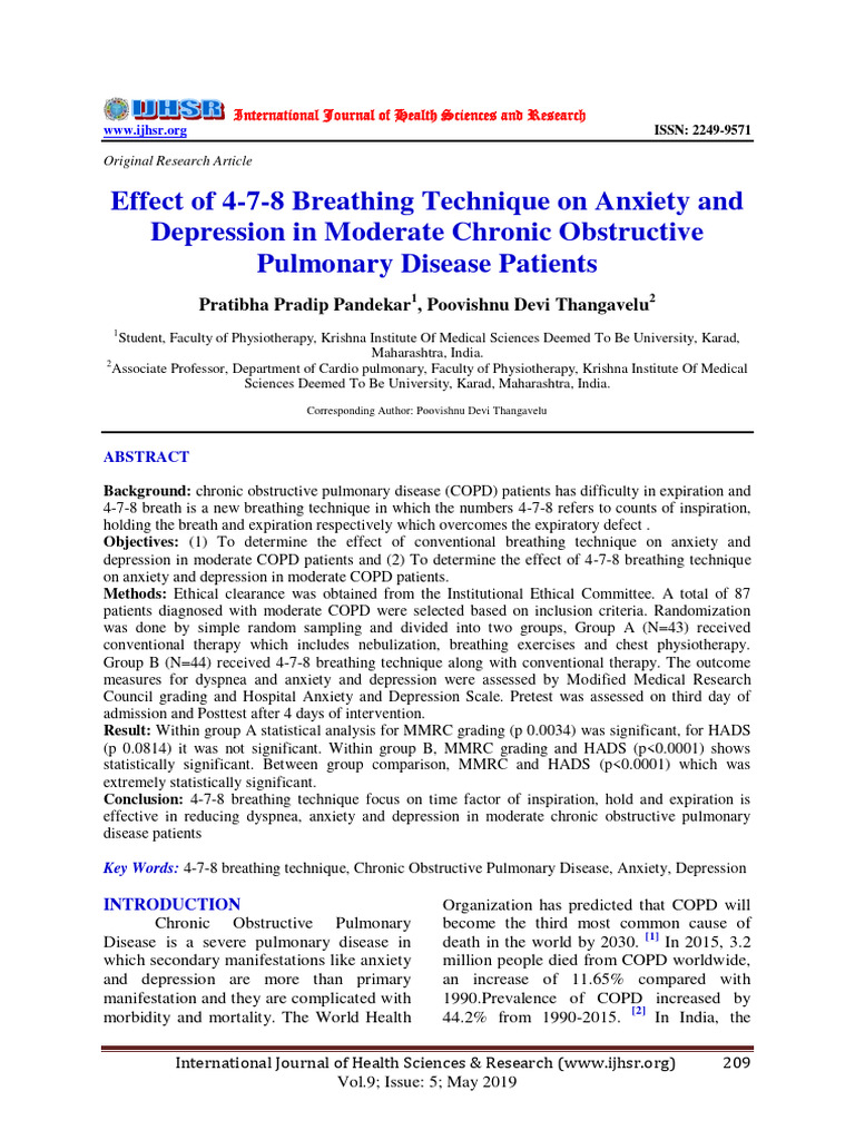 Effect of 4 7 8 Breathing Technique On A | Download Free PDF | Chronic Obstructive Pulmonary ...