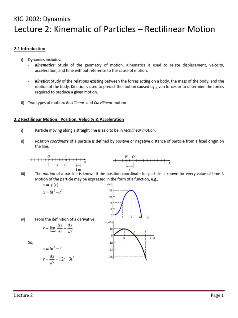 Kinematics of Rectilinear Motion | PDF | Kinematics | Acceleration