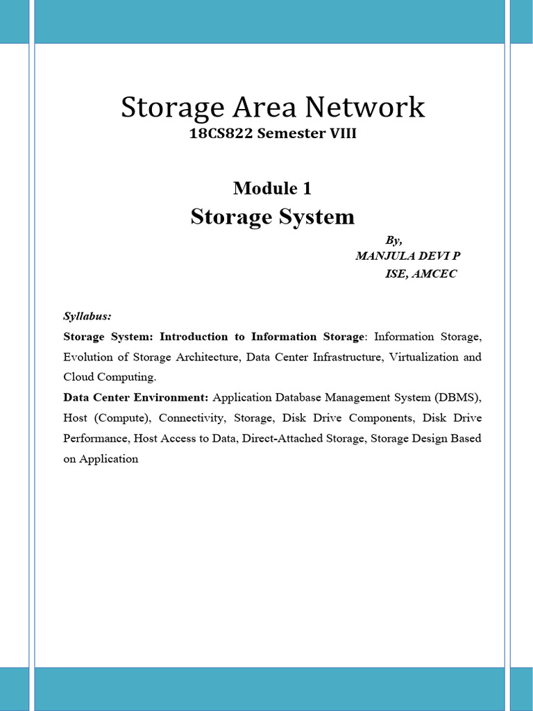 18CS822 - SAN - Module 1 | PDF | File System | Hard Disk Drive
