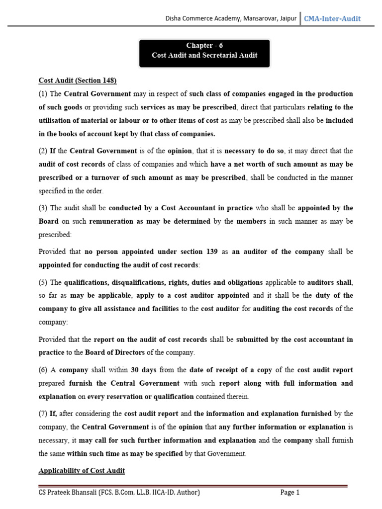 Cost and Secretarial Audit | Download Free PDF | Audit | Auditor's Report