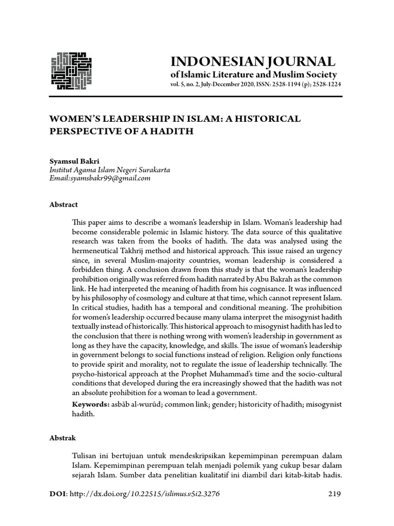 Women's Leadership in Islam: Historical Insights | PDF | Hadith | Muhammad