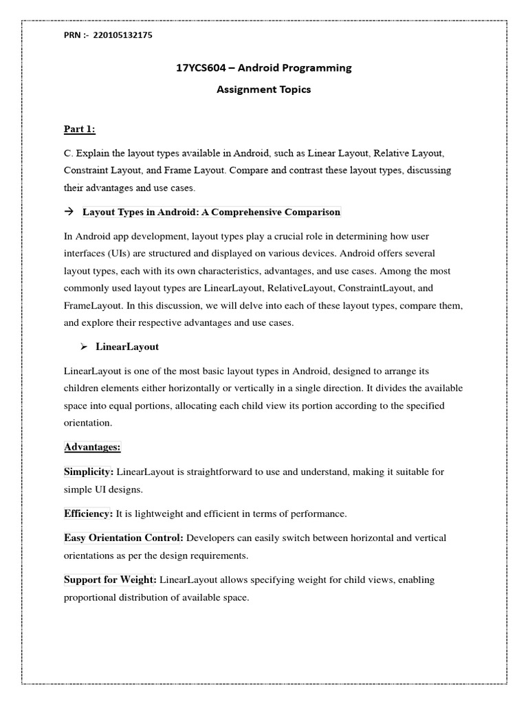 ANDROID ASSIGNMENT | PDF | Computer Data Storage | Databases