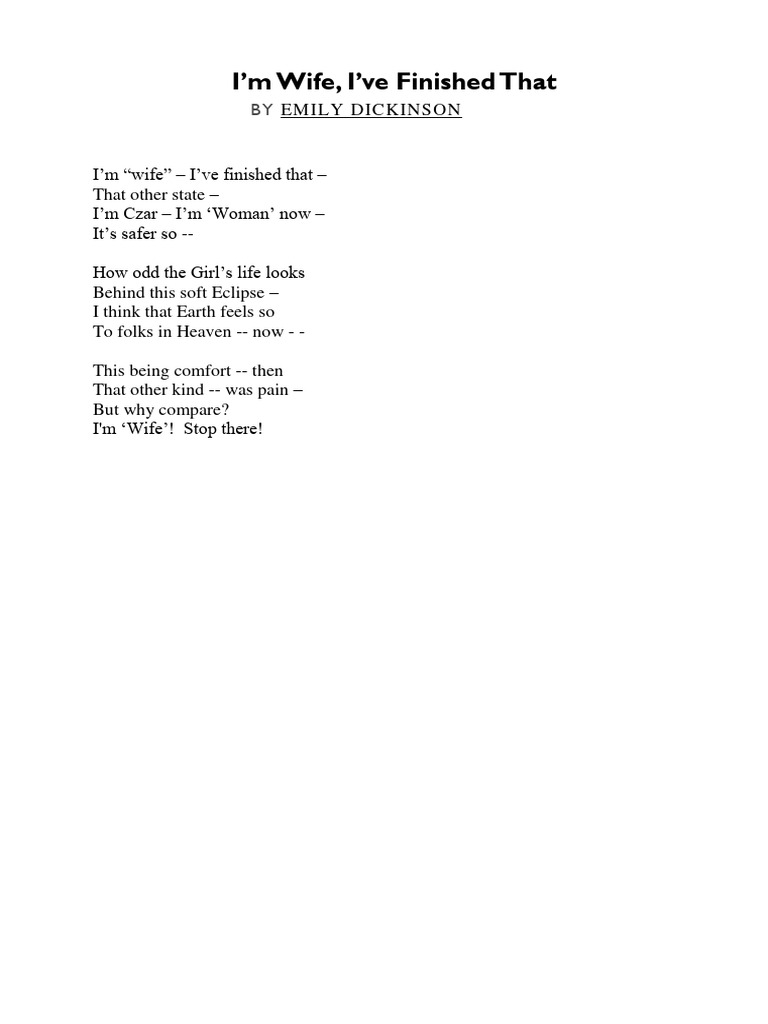 I'm Wife, I'Ve Finished That | PDF | Poetry