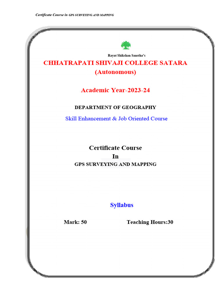 GPS Surveying & Mapping Certificate Course | PDF | Surveying | Cartography