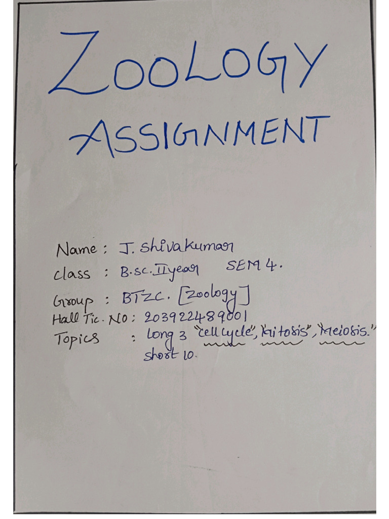 Zoology Assignment (J. Shivakumar) Long 3 Short 10 | PDF