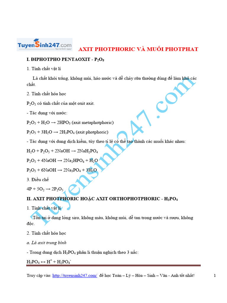 Axit Photphoric Va Muoi Photphat | PDF