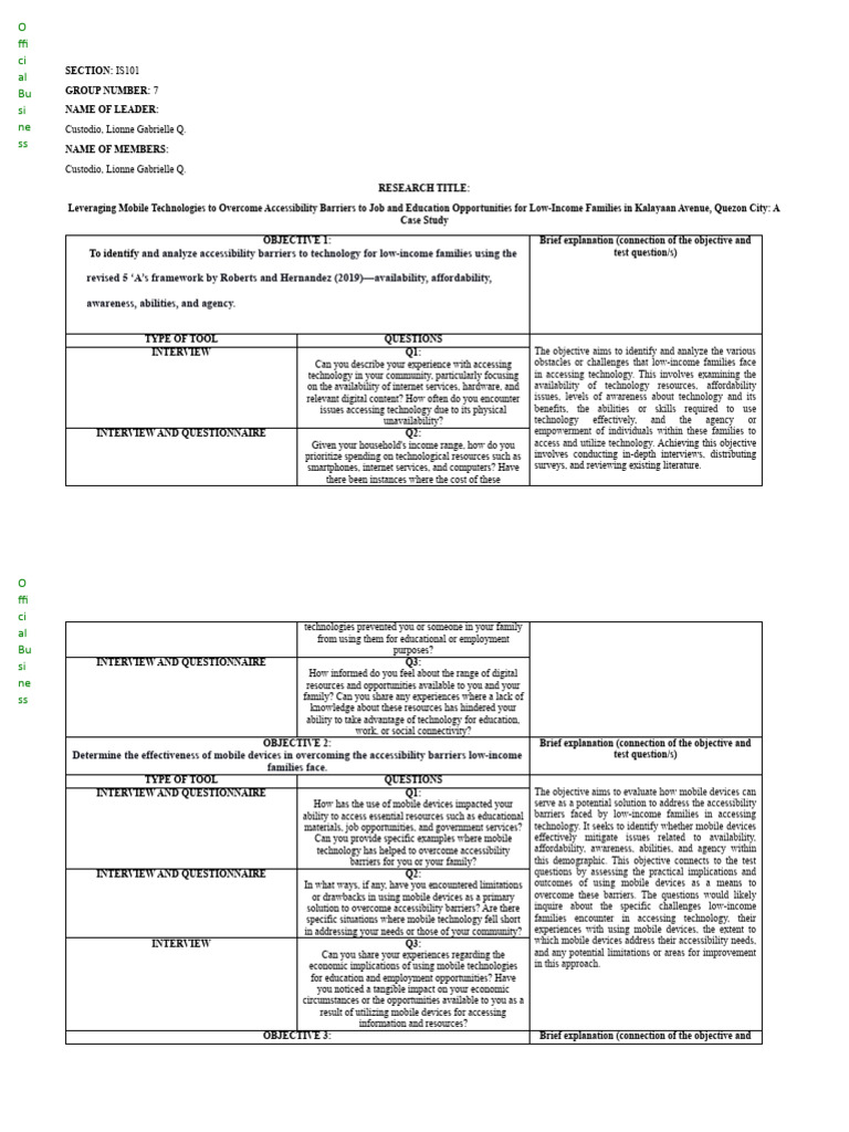 Group#7 - Research Objectives and Questions | PDF | Accessibility ...