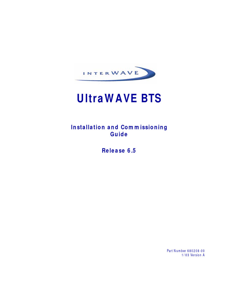 Ultrawave BTS: Installation and Commissioning Guide Release 6.5 | PDF ...
