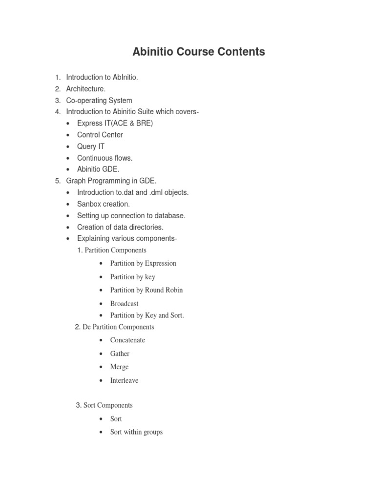 Documents - 6603-Abinitio Course Contents-Basic | PDF | Databases | Web Service