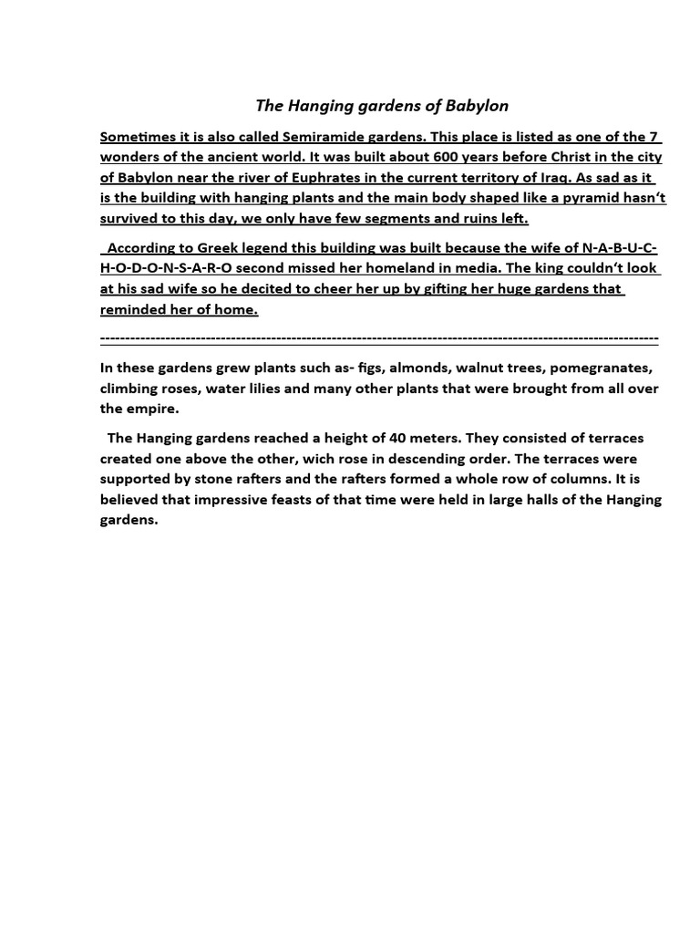 The Hanging Gardens of Babylon | PDF
