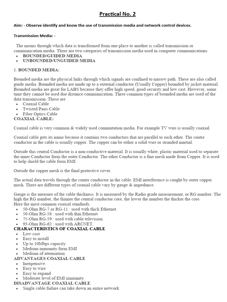 Practical No. 2 | PDF | Transmission Medium | Network Switch Practical No. 2 | PDF | Transmission Medium | Network Switch