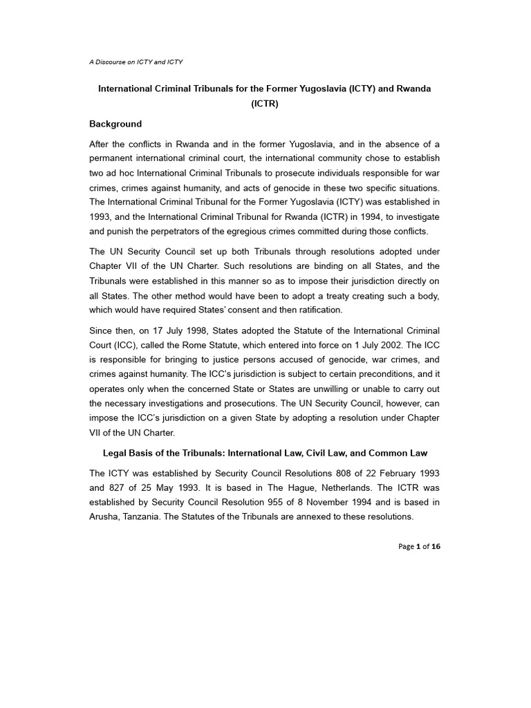 3 Discourse ON ICTY AND ICTR | PDF | International Criminal Court ...