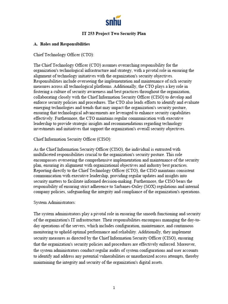 IT 253 Project Two Security Plan | PDF | Security | Computer Security