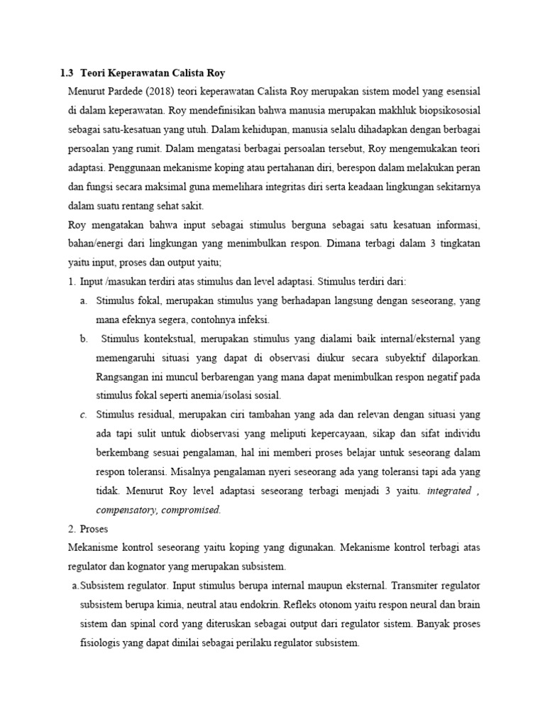 Teori Keperawatan Calista Roy | PDF